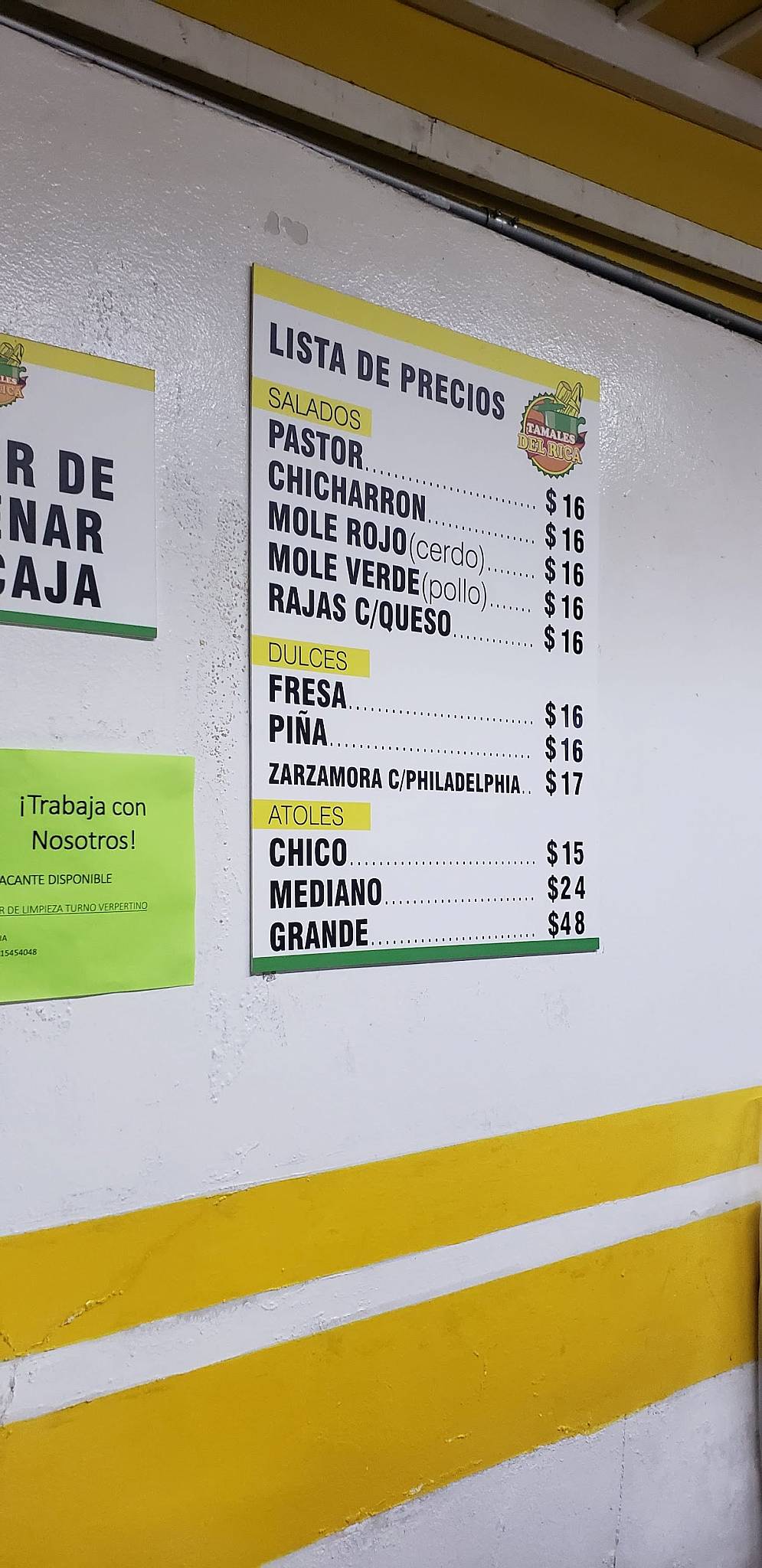 Carta del restaurante El Pastor del Rica, Zapopan