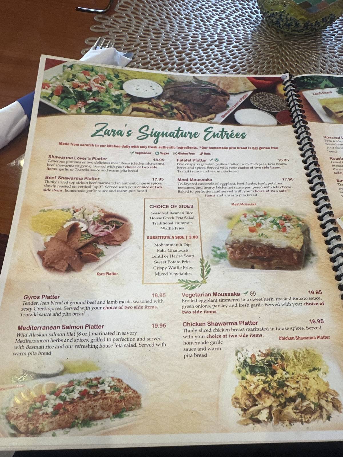 Menu at Zara's Mediterranean Kitchen On Rayford Road restaurant, Spring