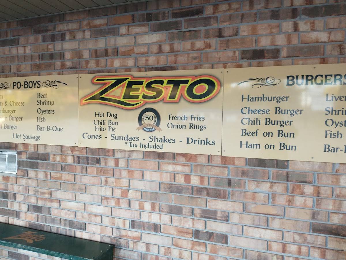 Menu at Zesto Drive-In fast food, Bogalusa