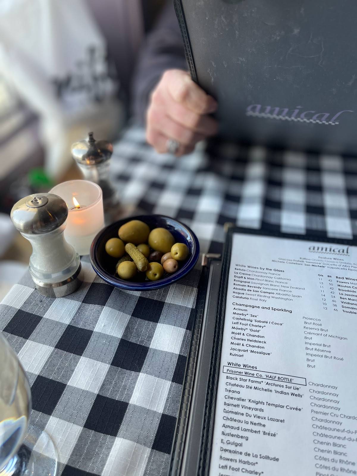 Menu at amical restaurant, Traverse City