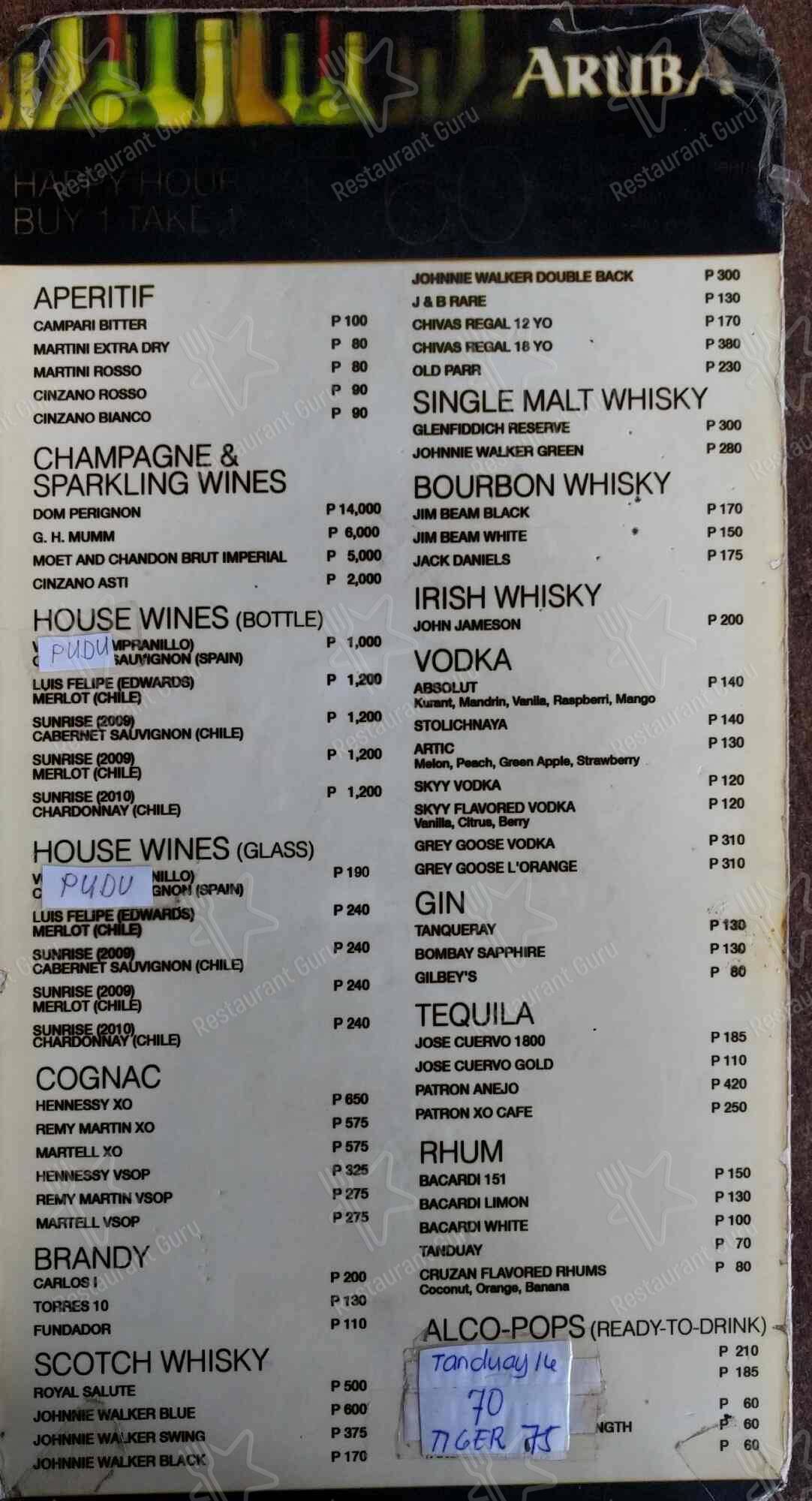 Menu at Arya restaurant, Pasig, Ground Floor