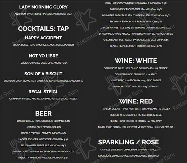 Menu at Grey Ghost Detroit pub & bar, Detroit
