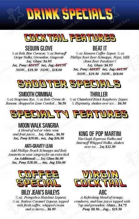 Menu at Jubilations Dinner Theatre restaurant, Calgary
