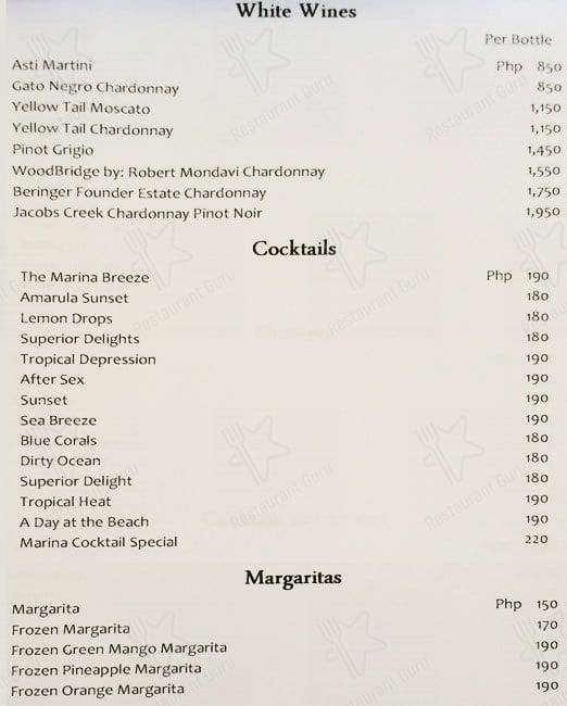 Menu at Marina Seaview Restaurant, Lapu-Lapu City, MEPZ 1 Skywalk