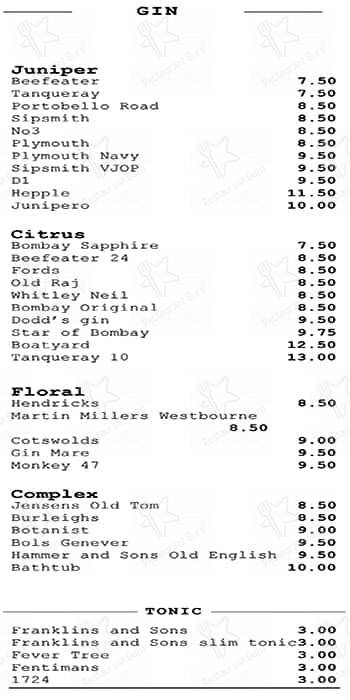 Menu at Simpson's in the Strand restaurant, London