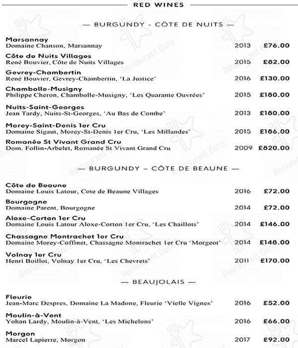 Menu at Simpson's in the Strand restaurant, London