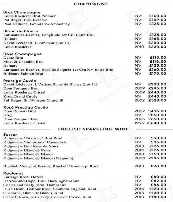 Menu at Simpson's in the Strand restaurant, London