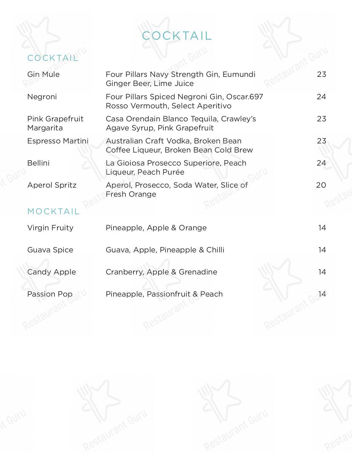 Menu at Epicurean restaurant, Barangaroo, Crown Sydney