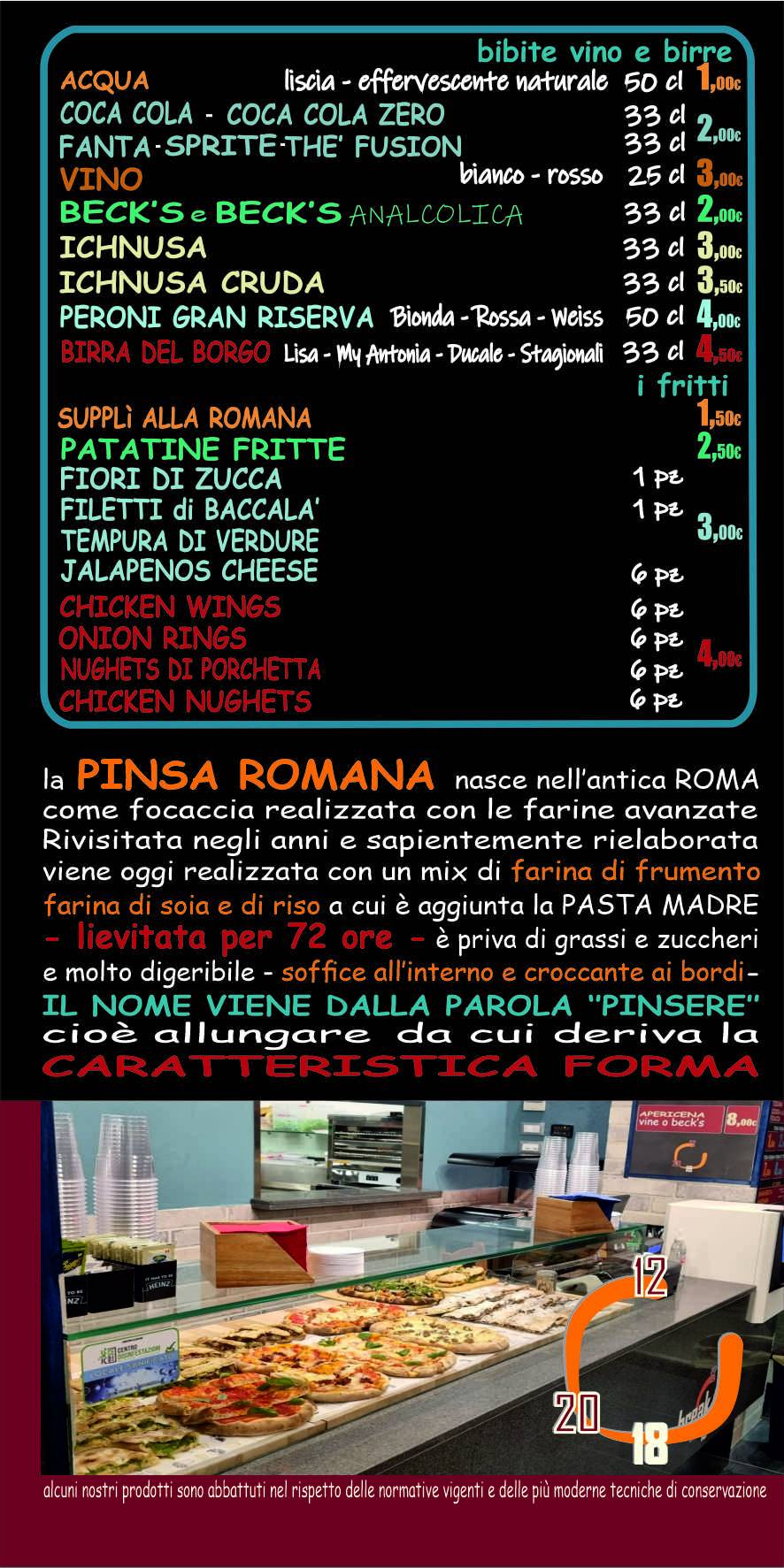 Menu da break time ristorante, Roma, Via Lago Tana