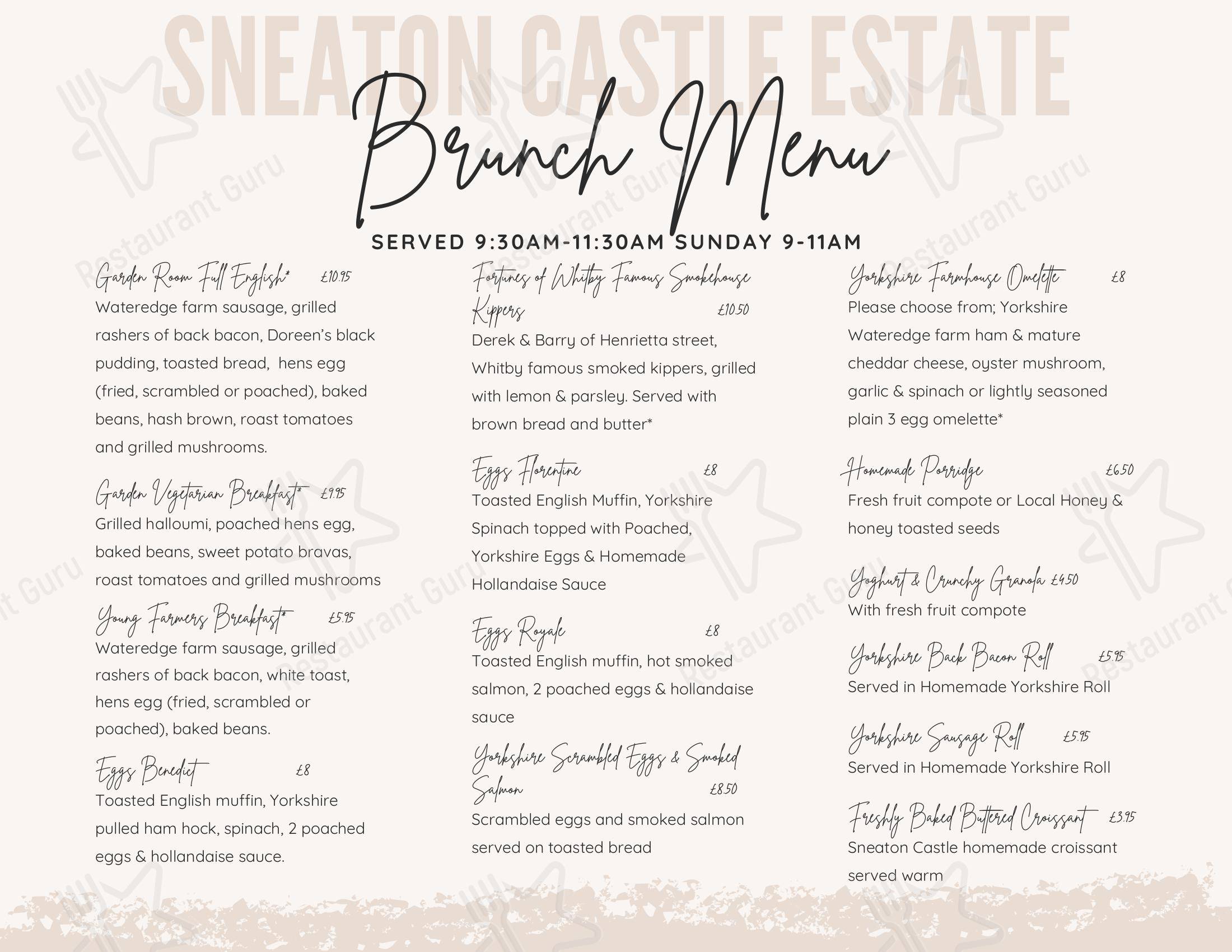 Menu at Sneaton Castle cafe, Whitby