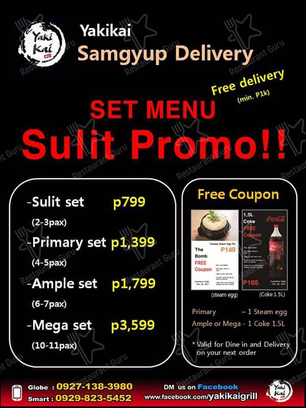 Menu at Yakikai Unli Grill restaurant, Quezon City