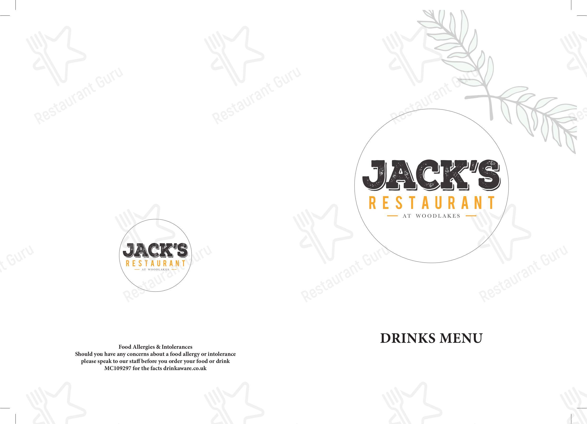 Menu at Jacks at Woodlakes restaurant, Stow Bardolph