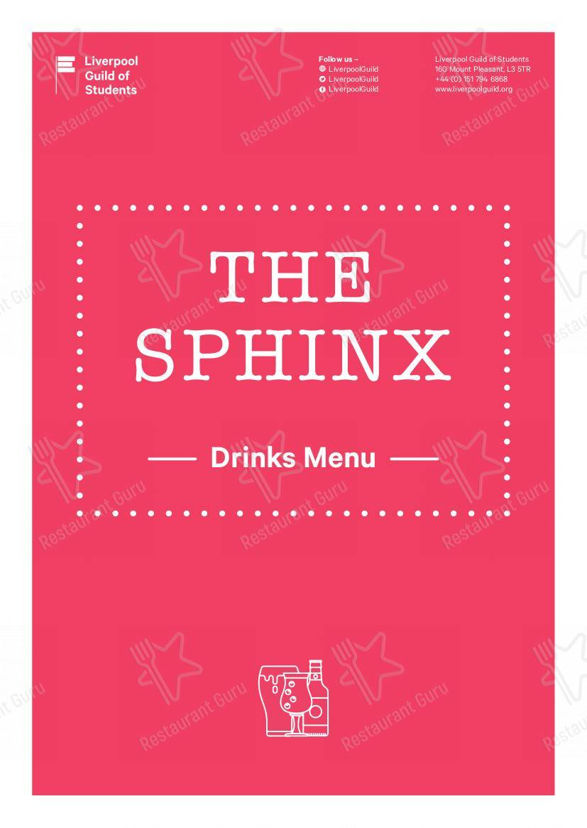Menu at The Sphinx pub & bar, Liverpool