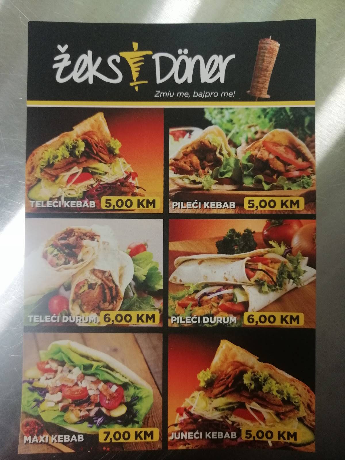 Menu au Žeks doner Koševo restaurant, Sarajevo, Koševo 10