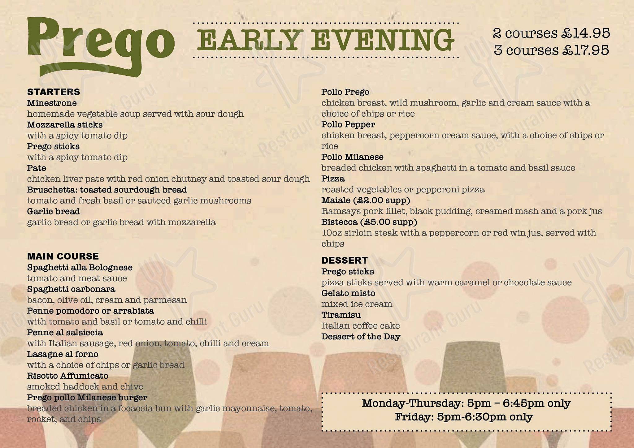 Menu at Prego Restaurant Carluke, Carluke