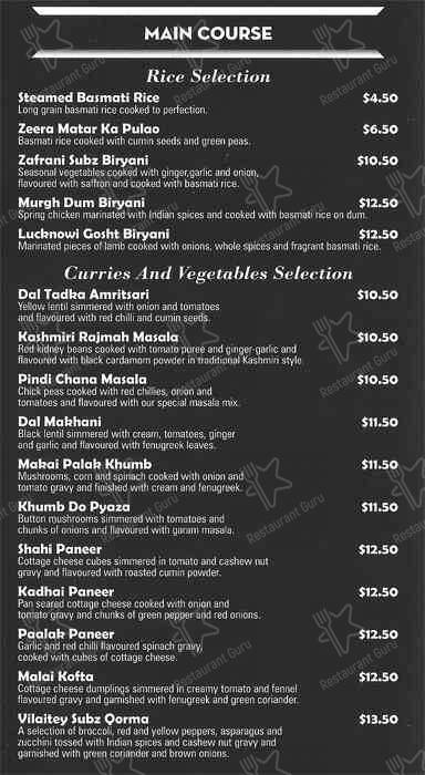 Menu at BOLLYWOOD GRILL INDIAN RESTAURANT & BAR, Kingsbury