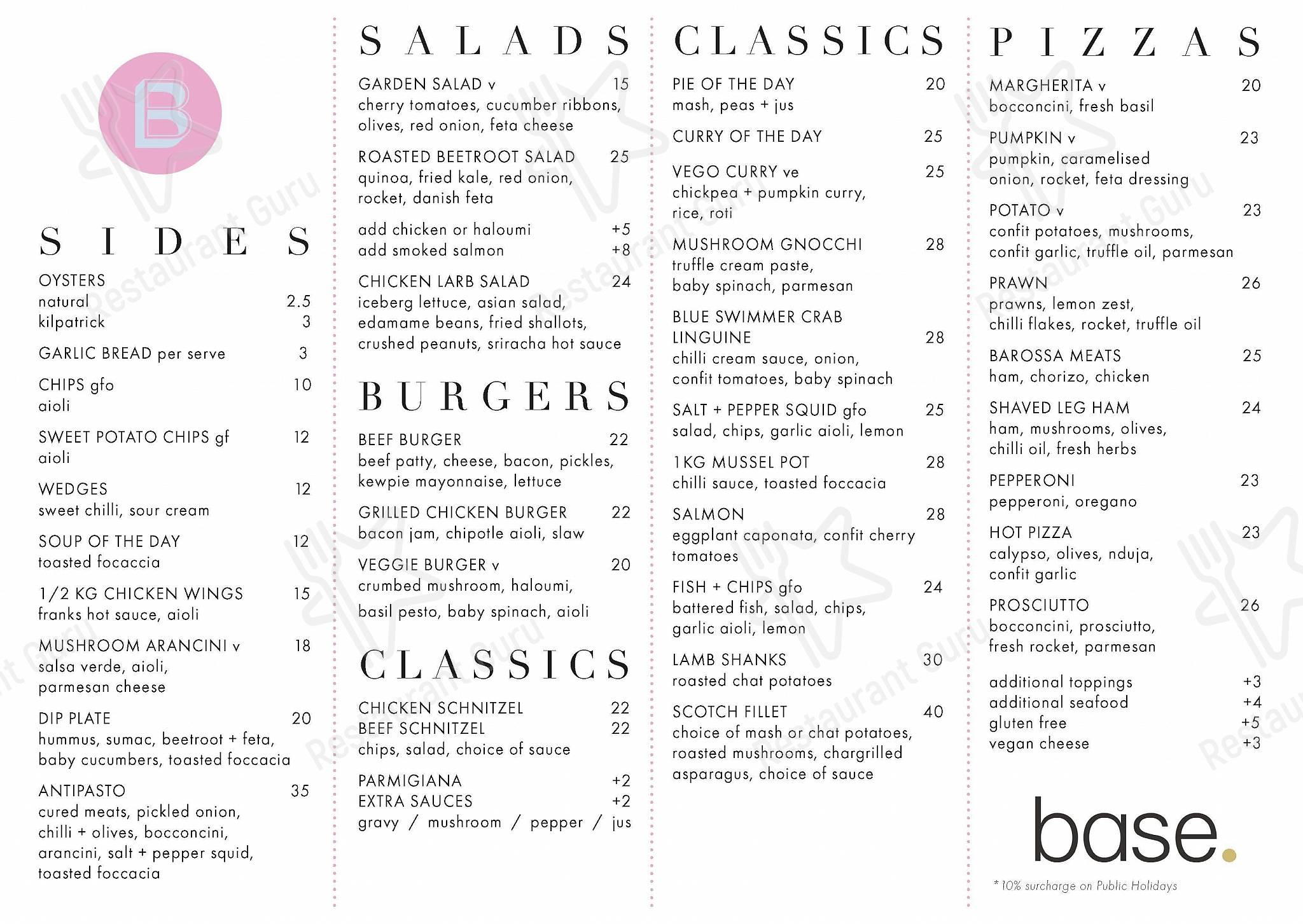 Menu at The Bath Hotel restaurant, Norwood