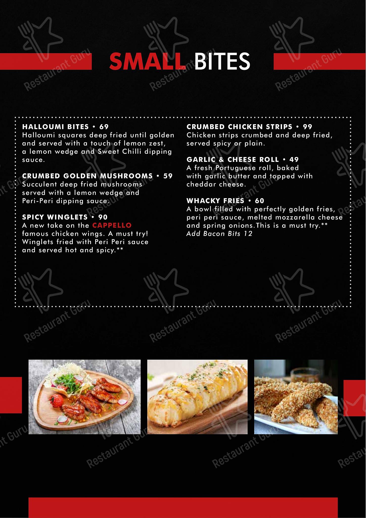 Menu at Cappello umhlanga restaurant, Durban, Shop R 34