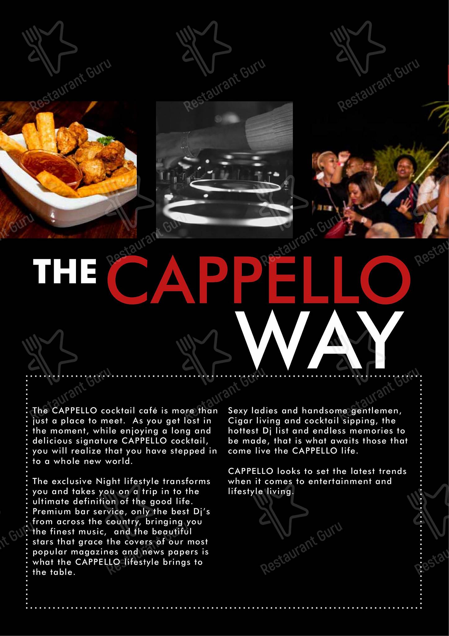 Menu at Cappello umhlanga restaurant, Durban, Shop R 34