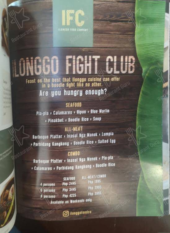 Menu at Ilonggo Food Company restaurant, Taguig, Commercenter BGC