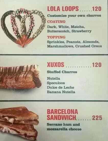 Menu at La Lola Churreria desserts, Pasig, Meralco Avenue LG/F