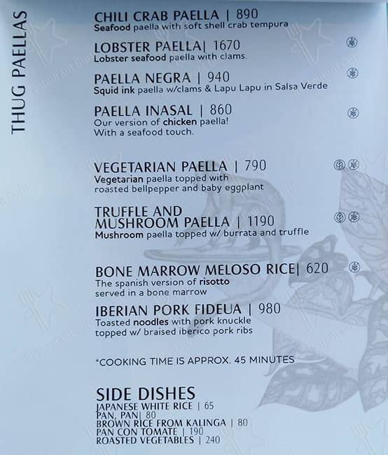 Menu at La Pícara Manila restaurant, Taguig