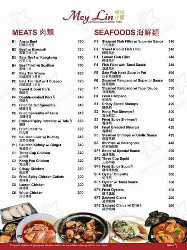 Menu at Meylin Bistro restaurant, Makati, Jupiter Place