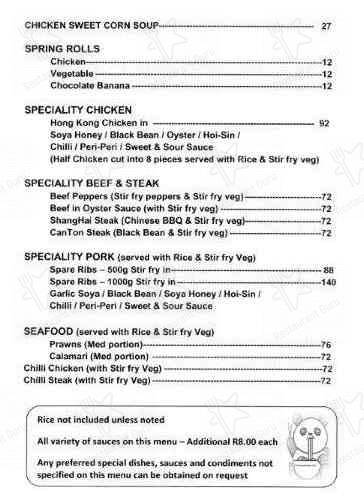 Menu at Mr Foo restaurant, Cape Town, Goemans Garden Centre