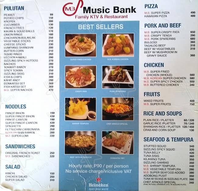 Menu at Music Bank pub & bar, Quezon City, Timog Ave.