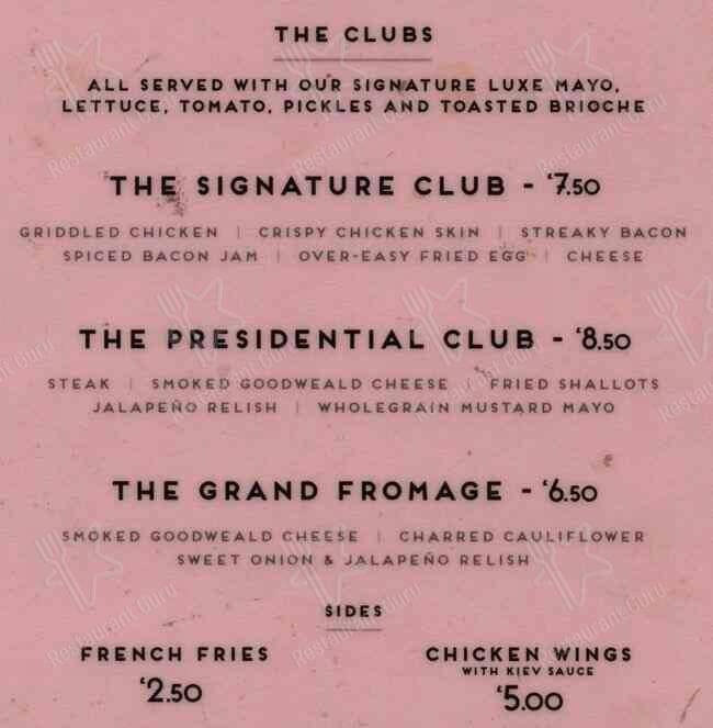 Menu at Prince Arthur pub & bar, London, 49 Brunswick Pl