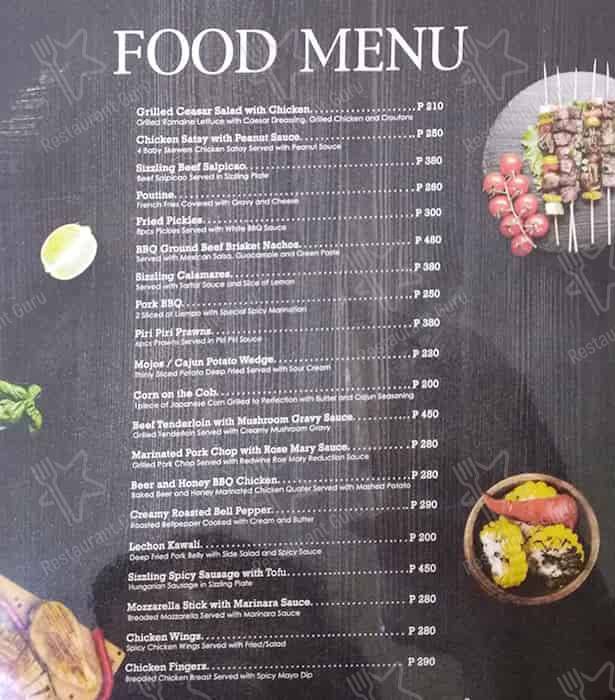 Menu at Red Ape Rooftop Bar, Quezon City