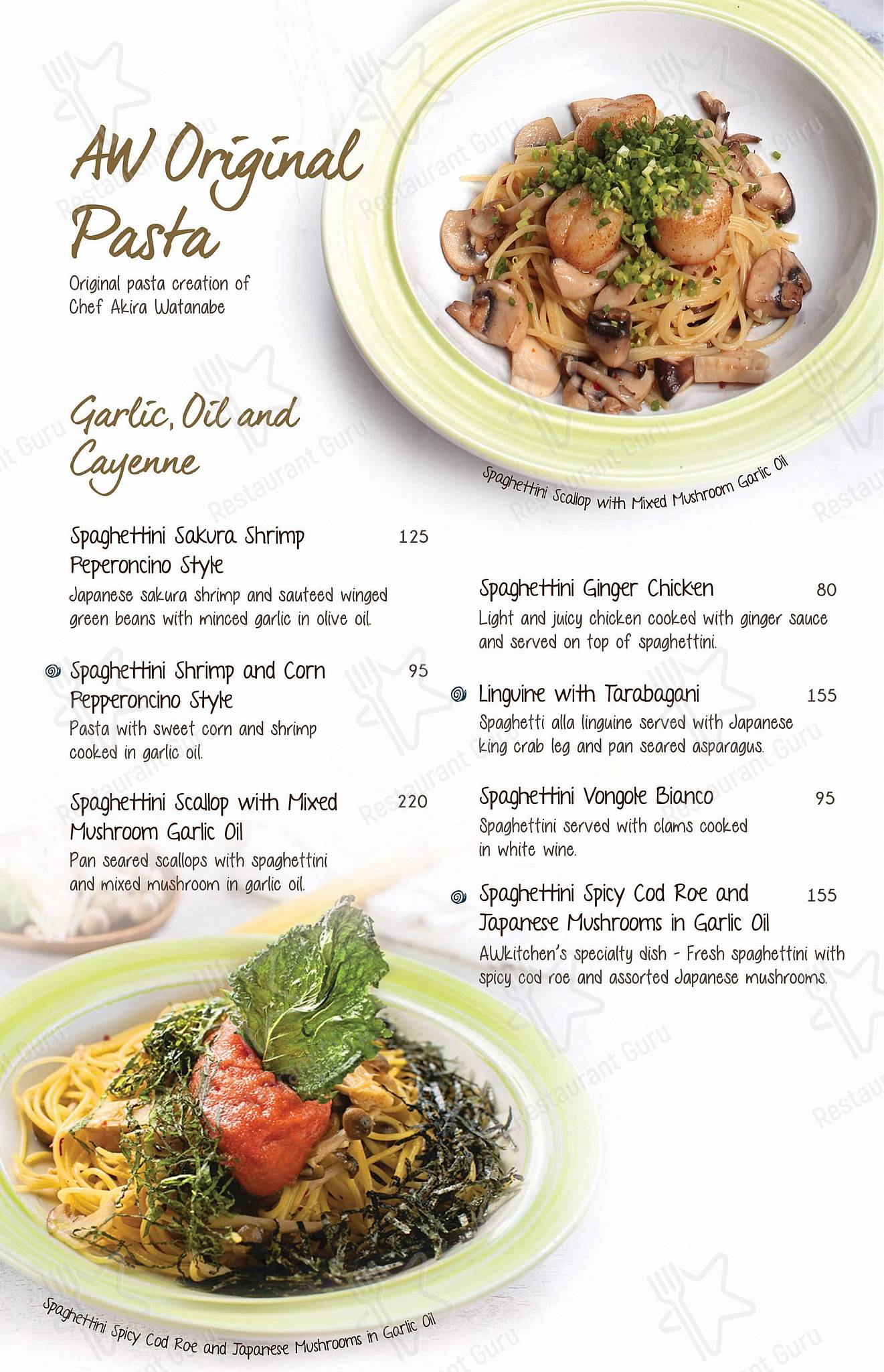 Menu at AW Kitchen by Akira Watanabe restaurant, Jakarta, Plaza ...