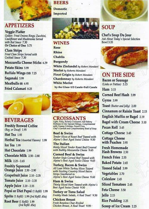 Menu at Rose Garden Cafe, Elk Grove Village