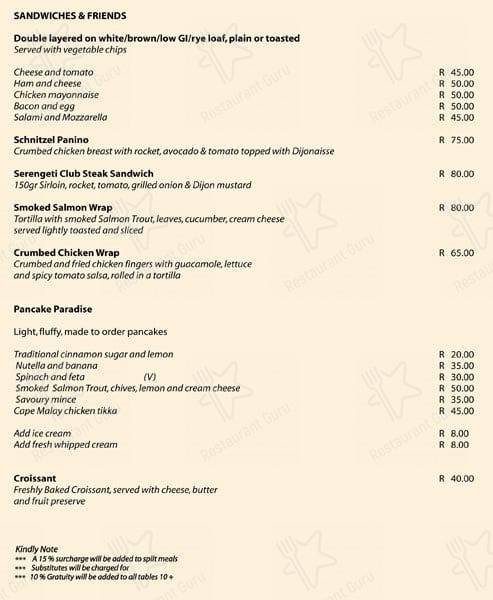 Menu at The Deck Restaurant and Bar, Tembisa