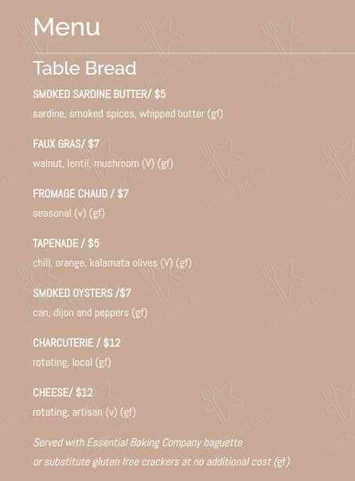 Menu at The Sovereign pub & bar, Seattle