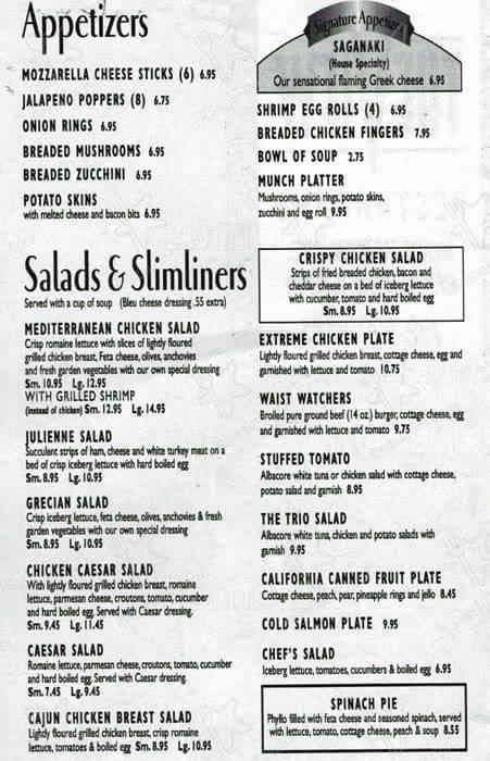 Menu at The View Restaurant, Bridgeview