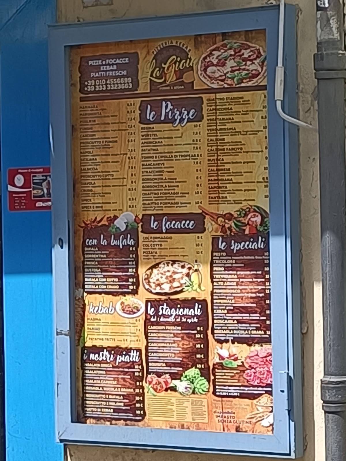 Menu da La Gioia Pizzeria e Kebab, Arenzano