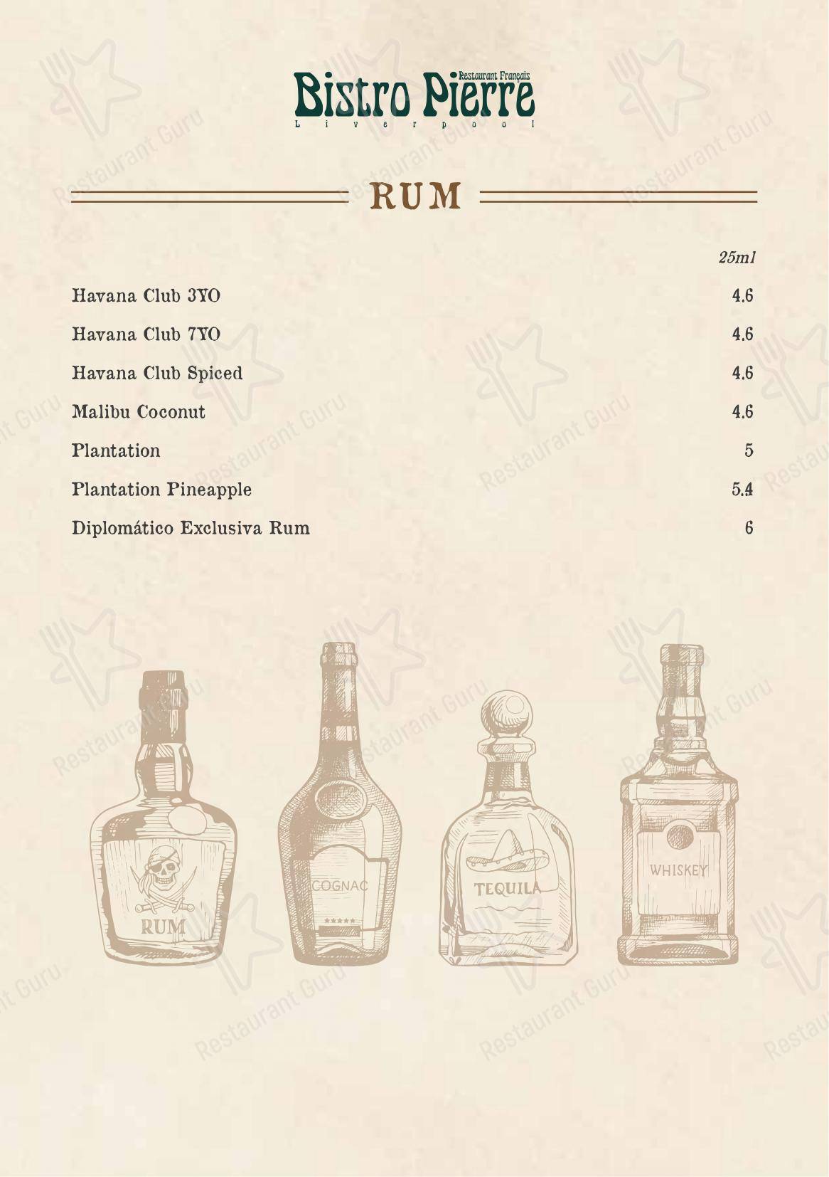 Menu at Bistro Pierre LIVERPOOL CAVERN QUARTER pub & bar, Liverpool, 14 ...