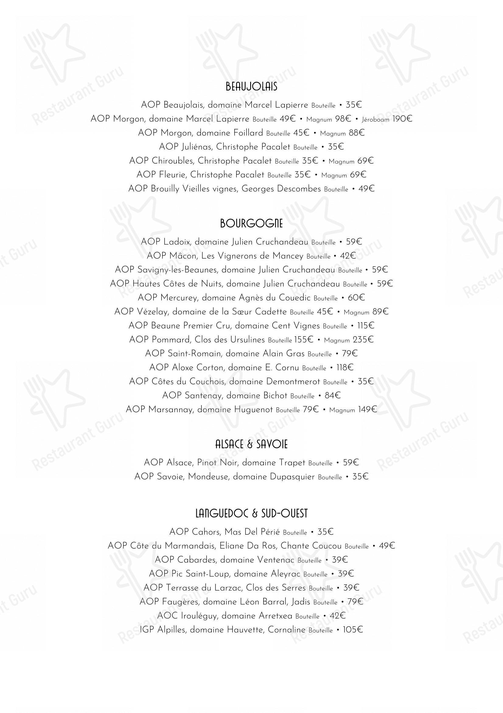 Menu au Colette restaurant, Saint-Coulomb