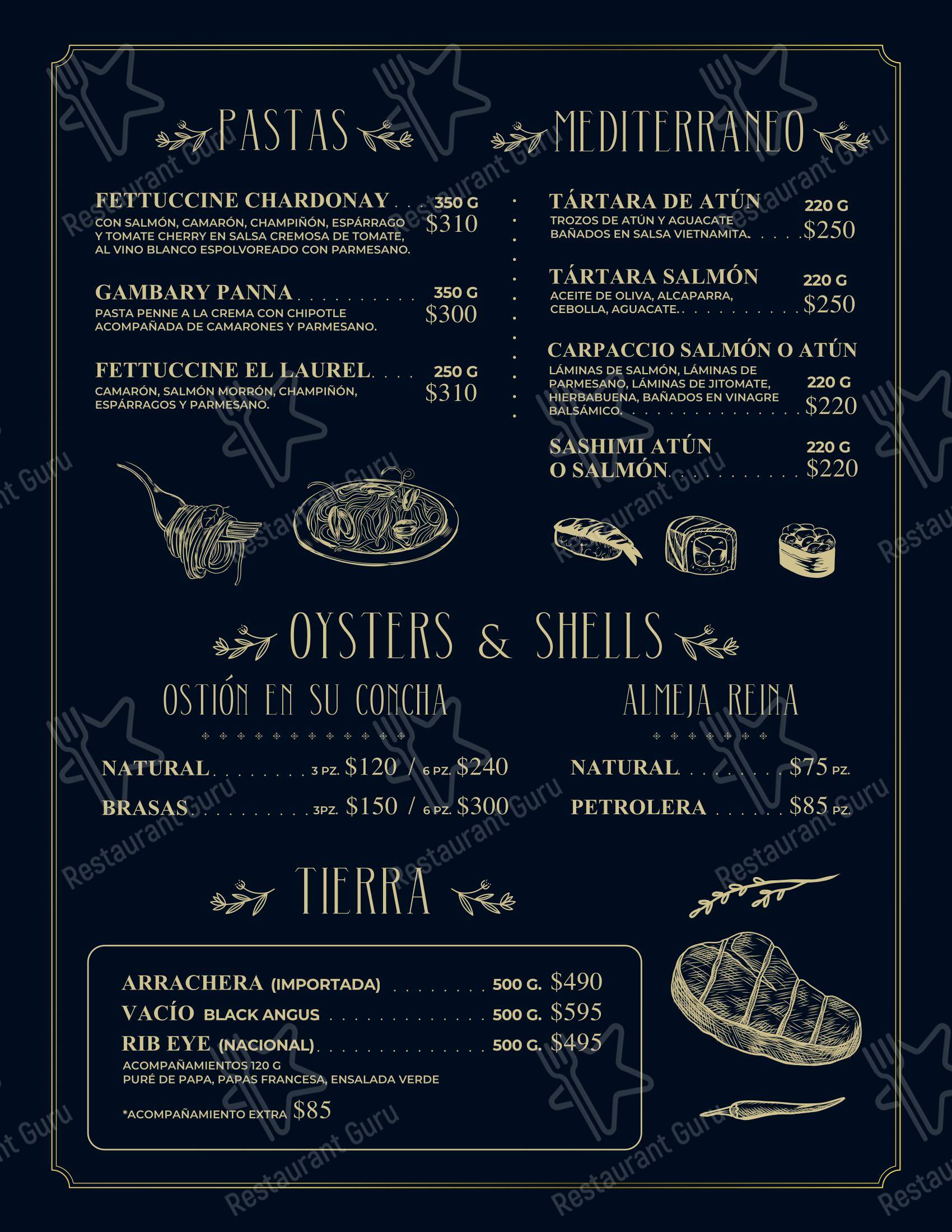 Carta del restaurante El Laurel Lake, Cajititlán