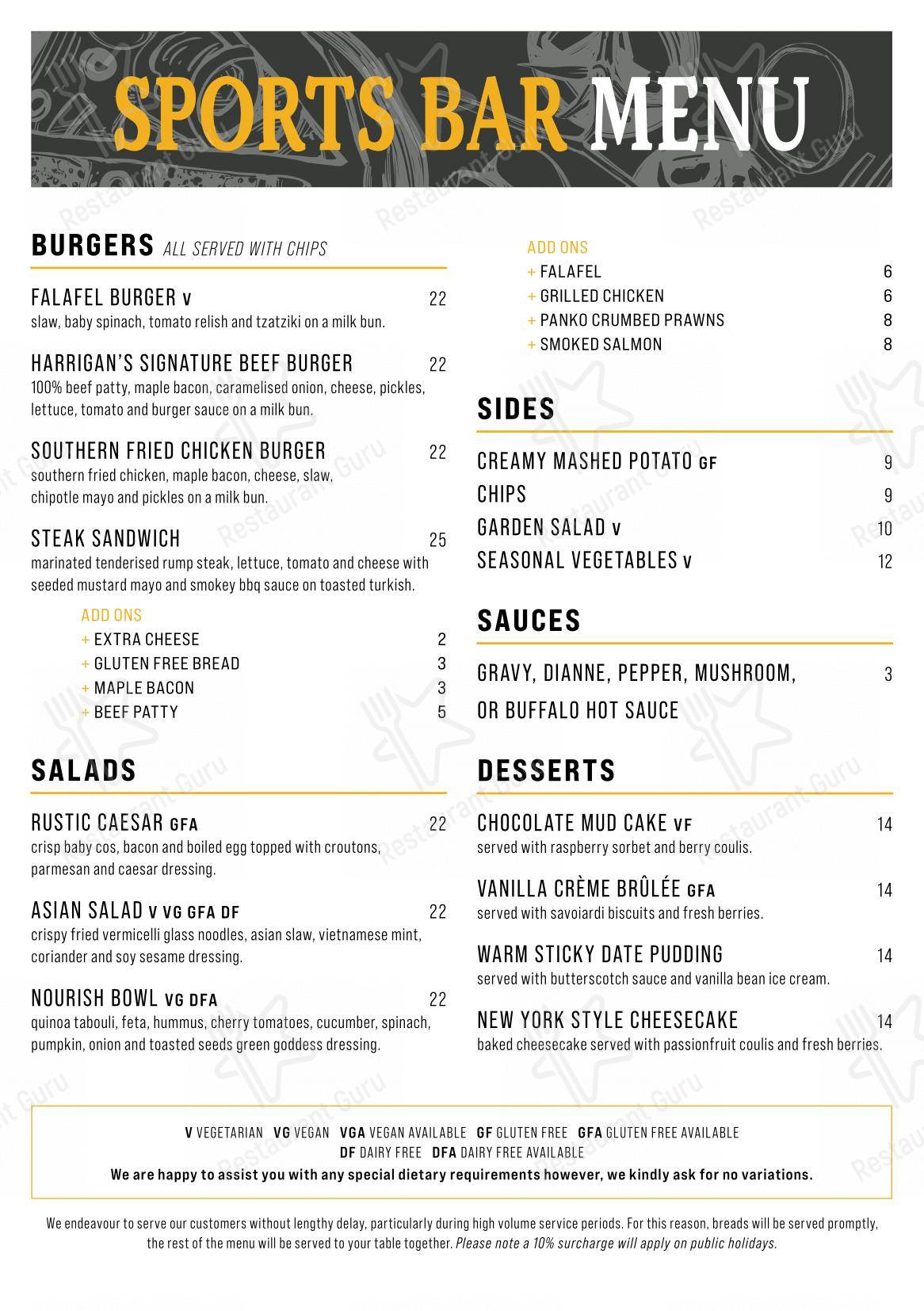 Menu at Harrigan's Cameron Park pub & bar, Cameron Park