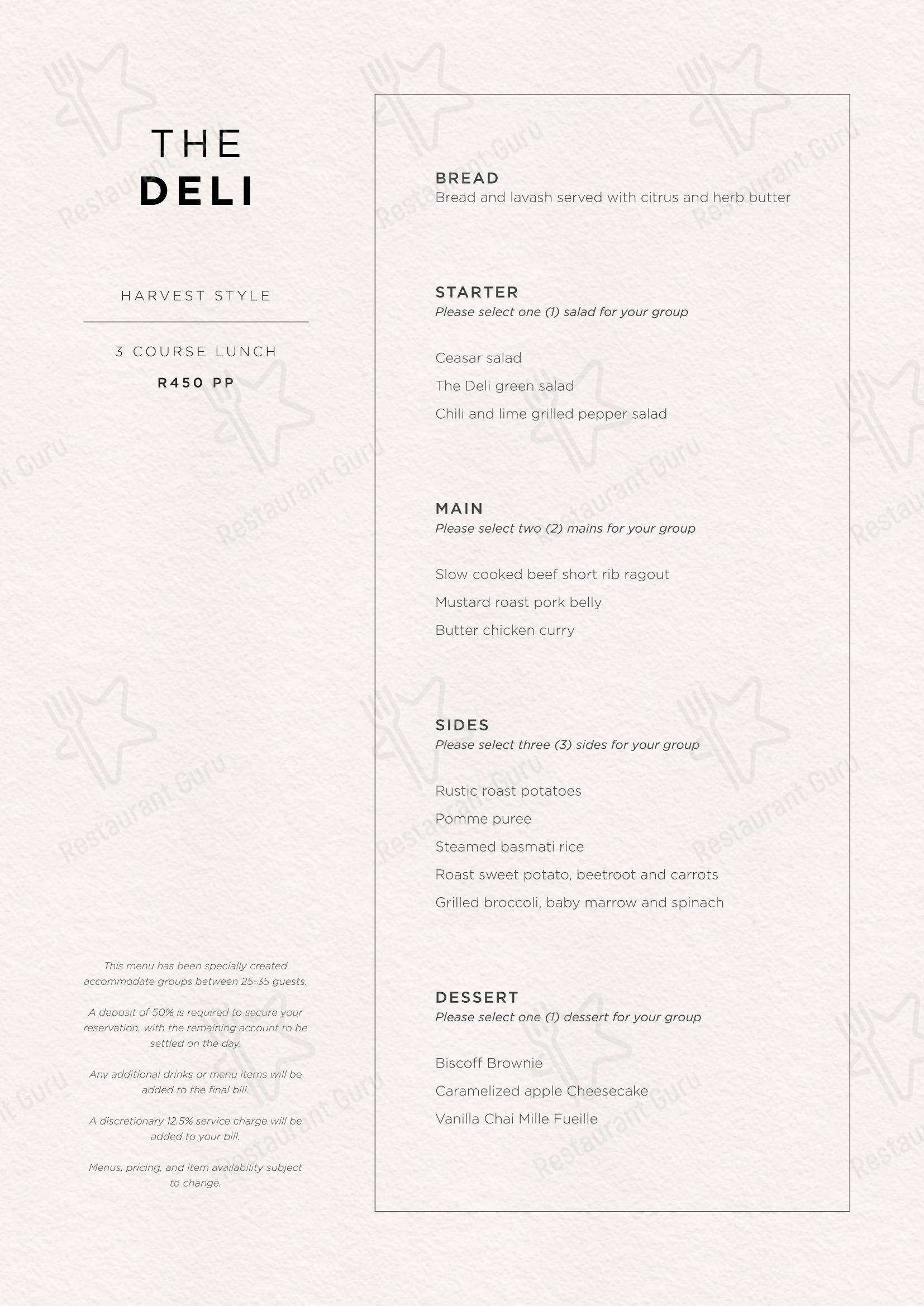 Menu at Hazendal Wine Estate cafe, Stellenbosch