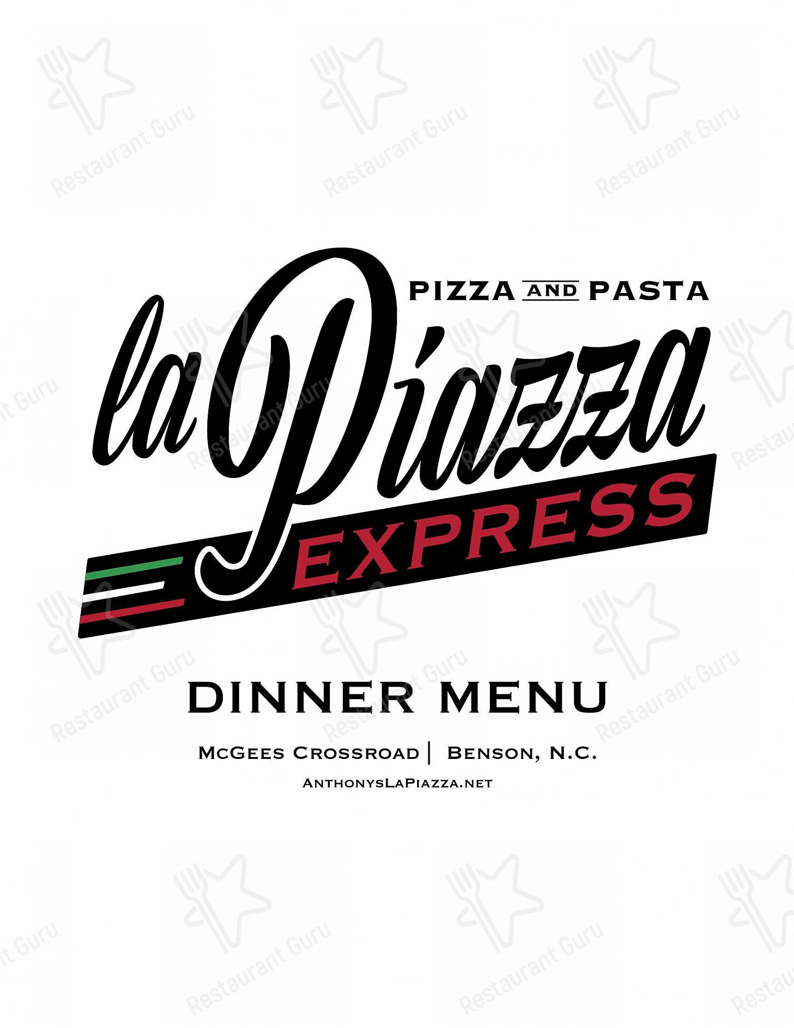 Menu at La Piazza Anthony's Italian Restaurant, Garner, Veterans Parkway