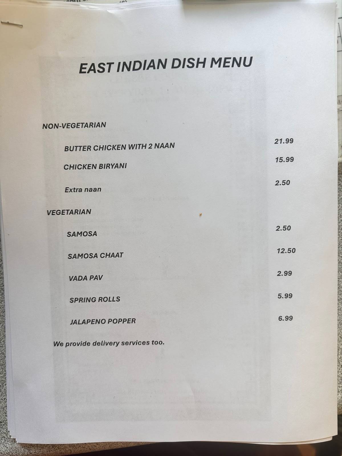 Menu at Le Bebe Rouge Restaurant, Canada, 59 Pth
