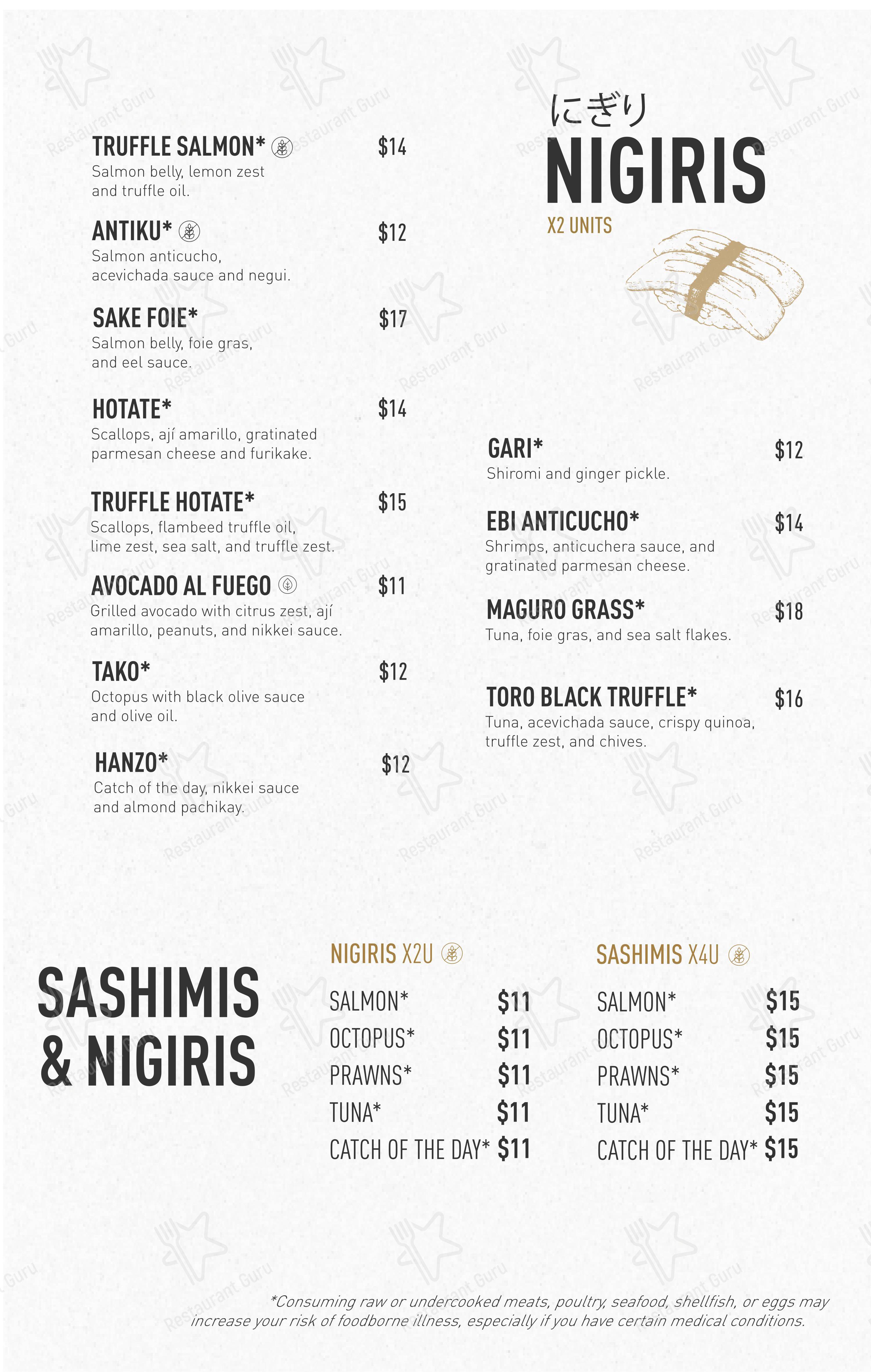 Carta del restaurante Lima Estilo Nikkei - Key Biscayne, Key Biscayne