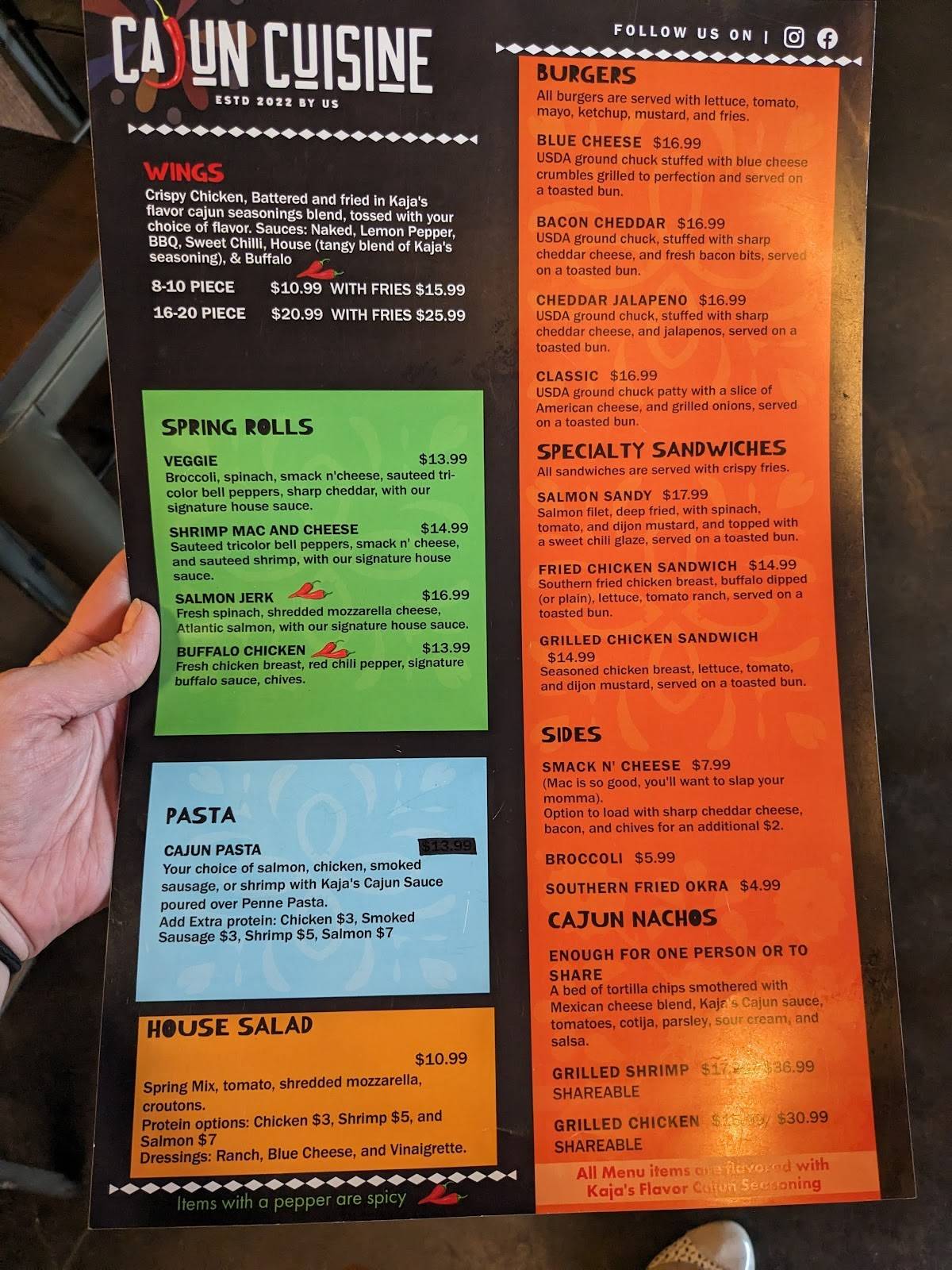 Menu at Cajun Cuisine By Us restaurant, Muskegon