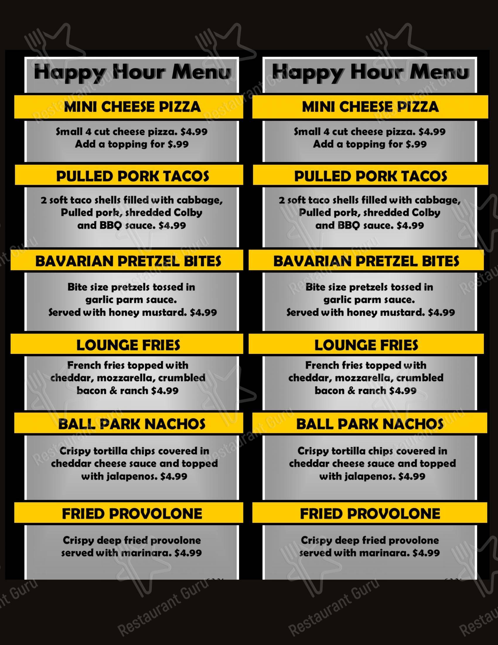 Menu at North Park Lounge McCandless restaurant, Pittsburgh, Babcock Blvd
