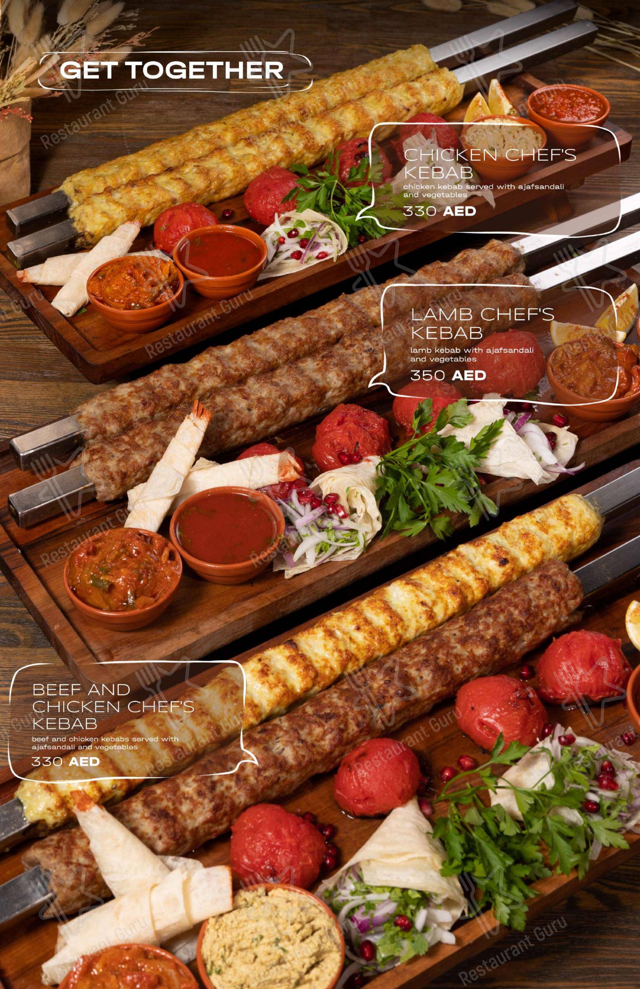 Menu at Old Tbilisi restaurant, Dubai