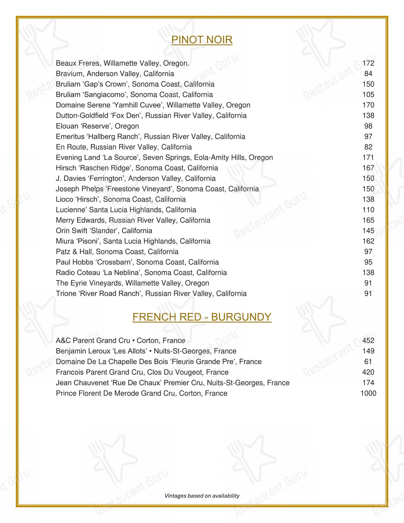 Menu at Ray's on the River steakhouse, Sandy Springs