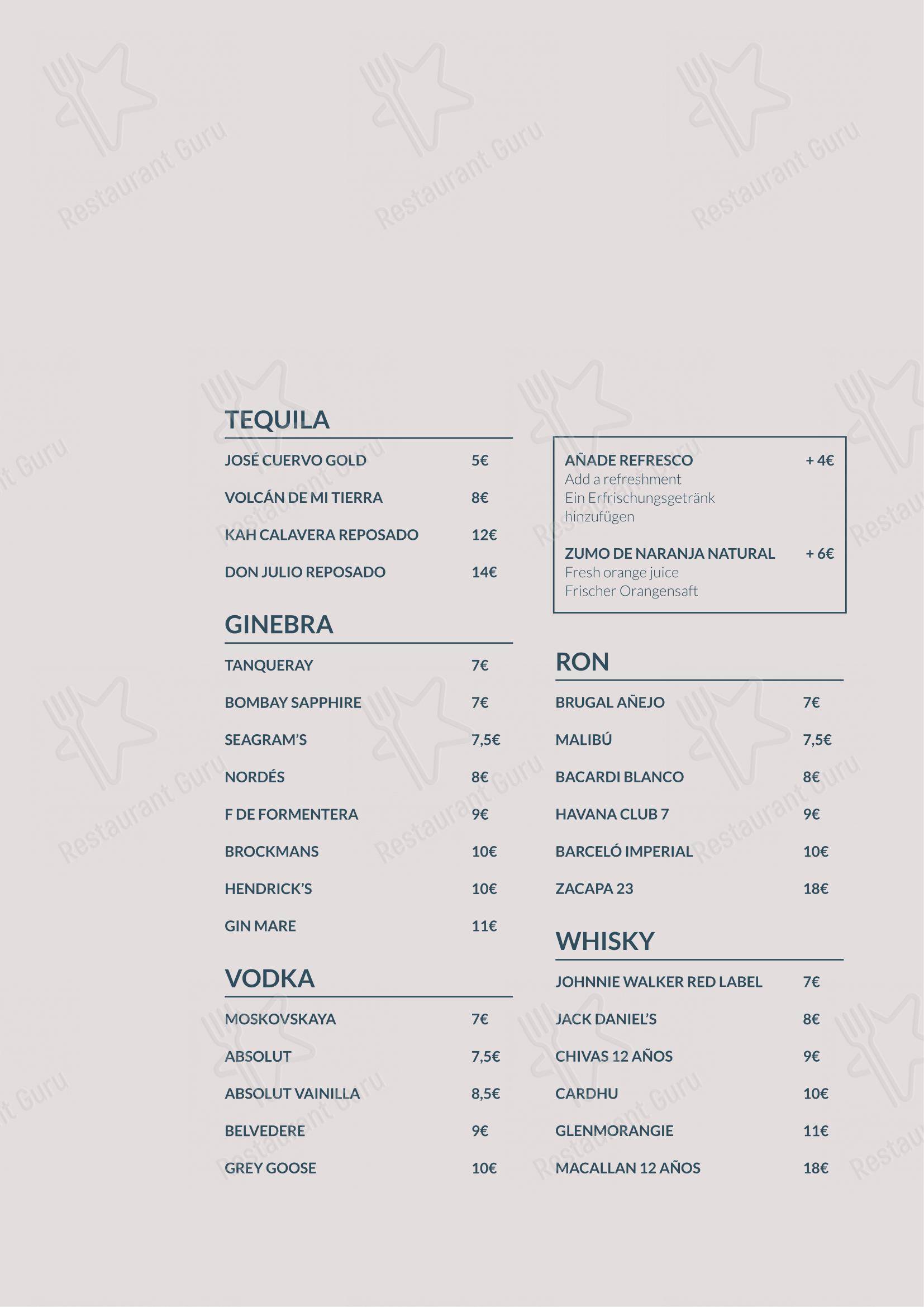 Menu at Restaurant Illeta, Es Camp de Mar